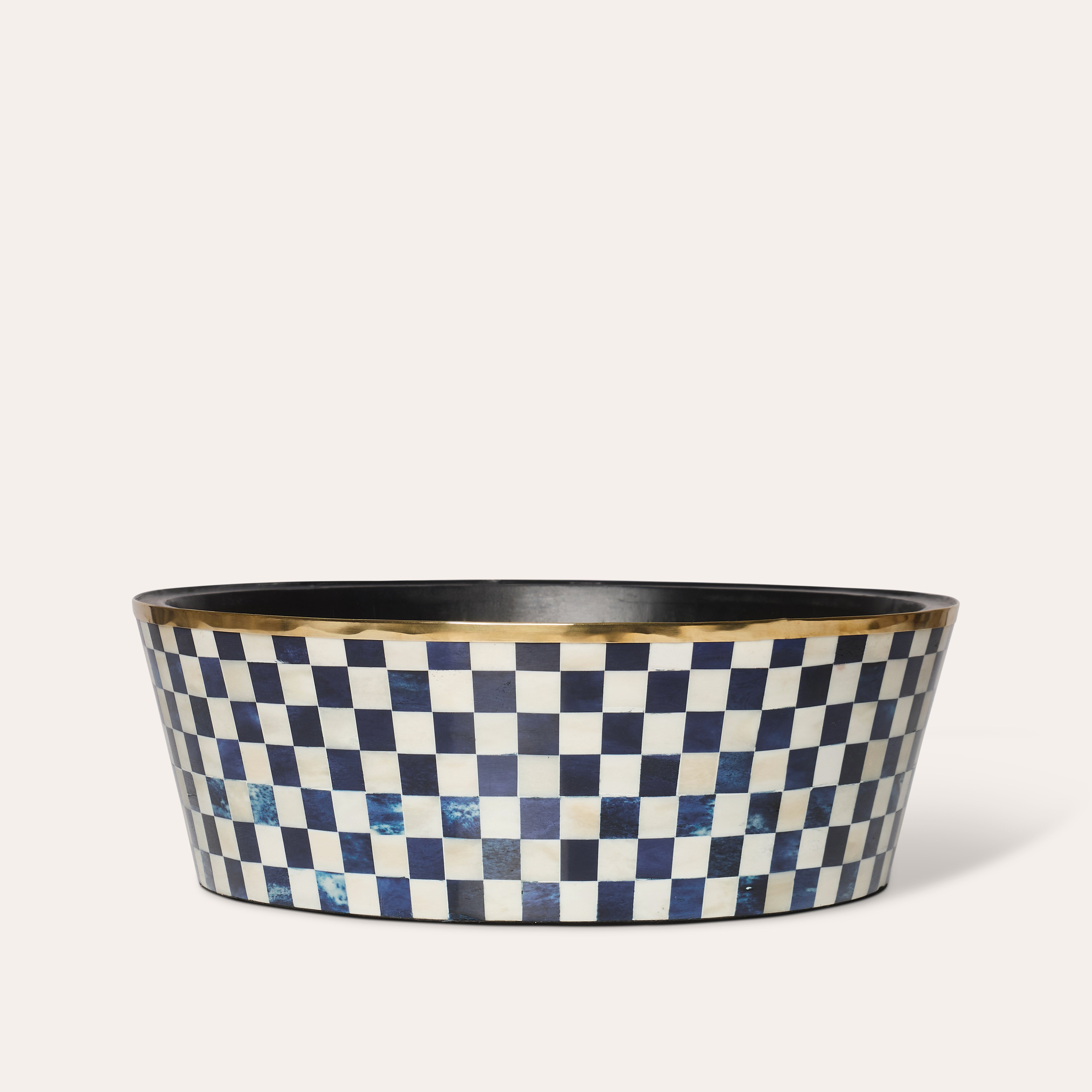 Round Inlay Planter | Large | Blue | Chequered – Tooka