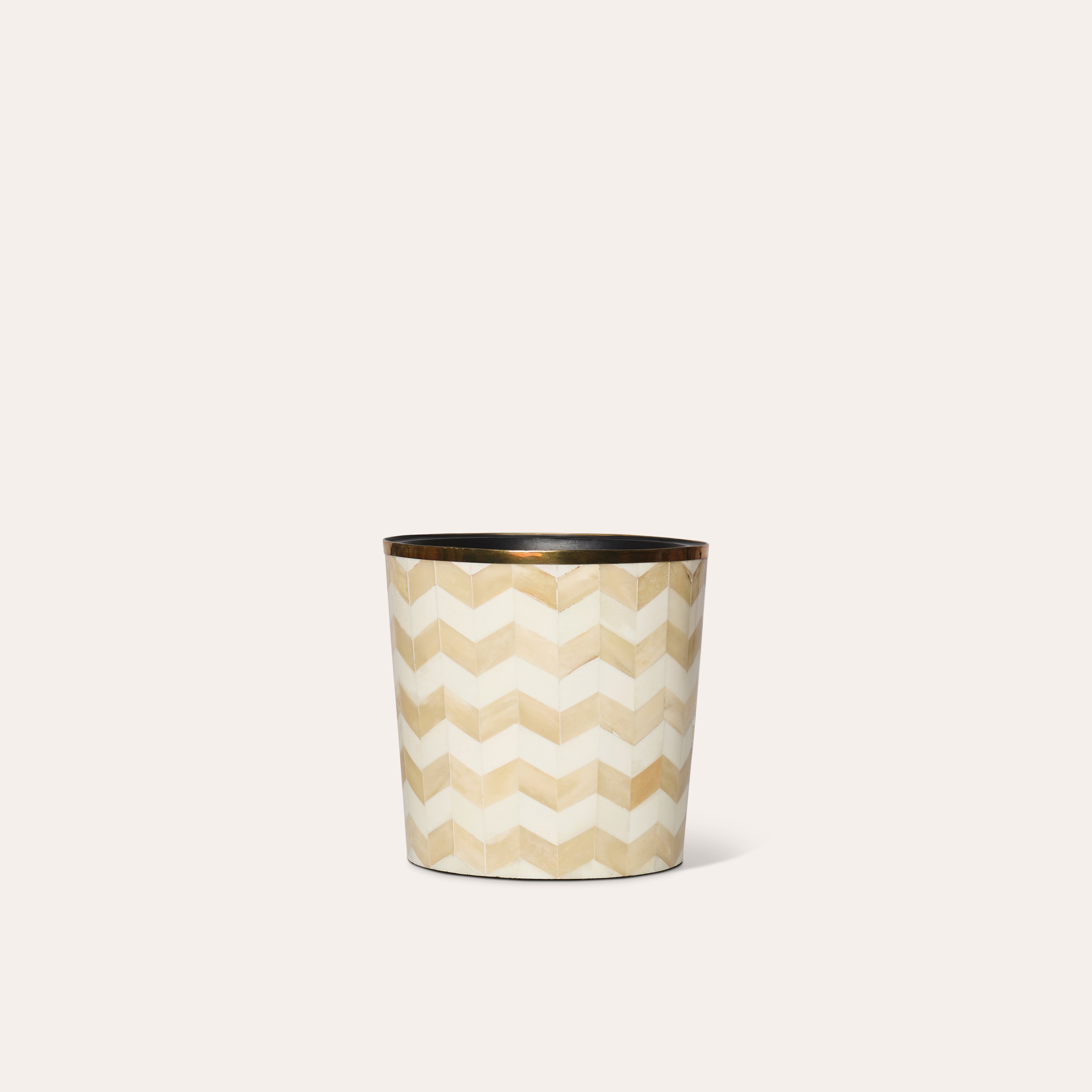 Round Inlay Planter | Medium | Beige | Chevron – Tooka