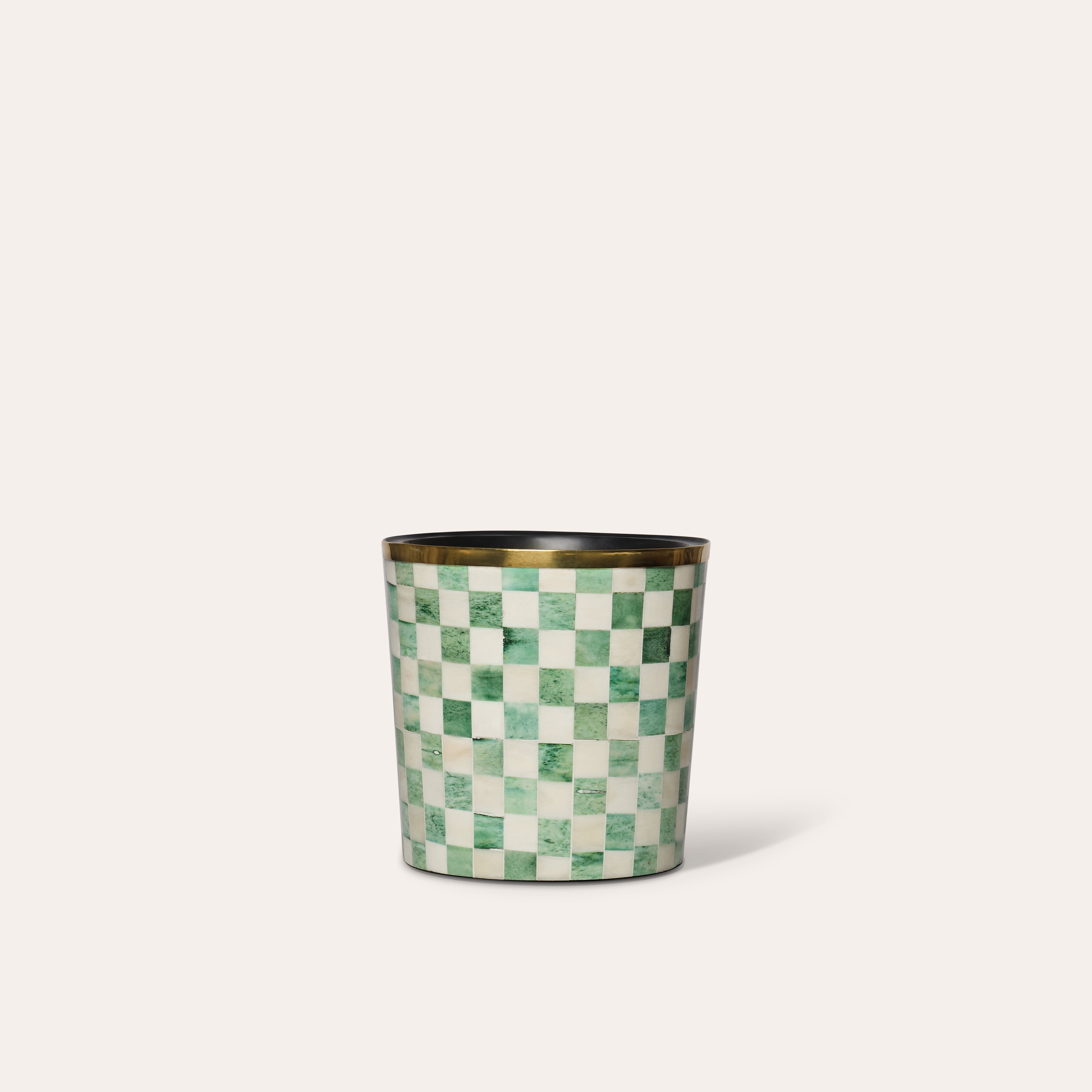 Round Inlay Planter | Medium | Green | Chequered – Tooka