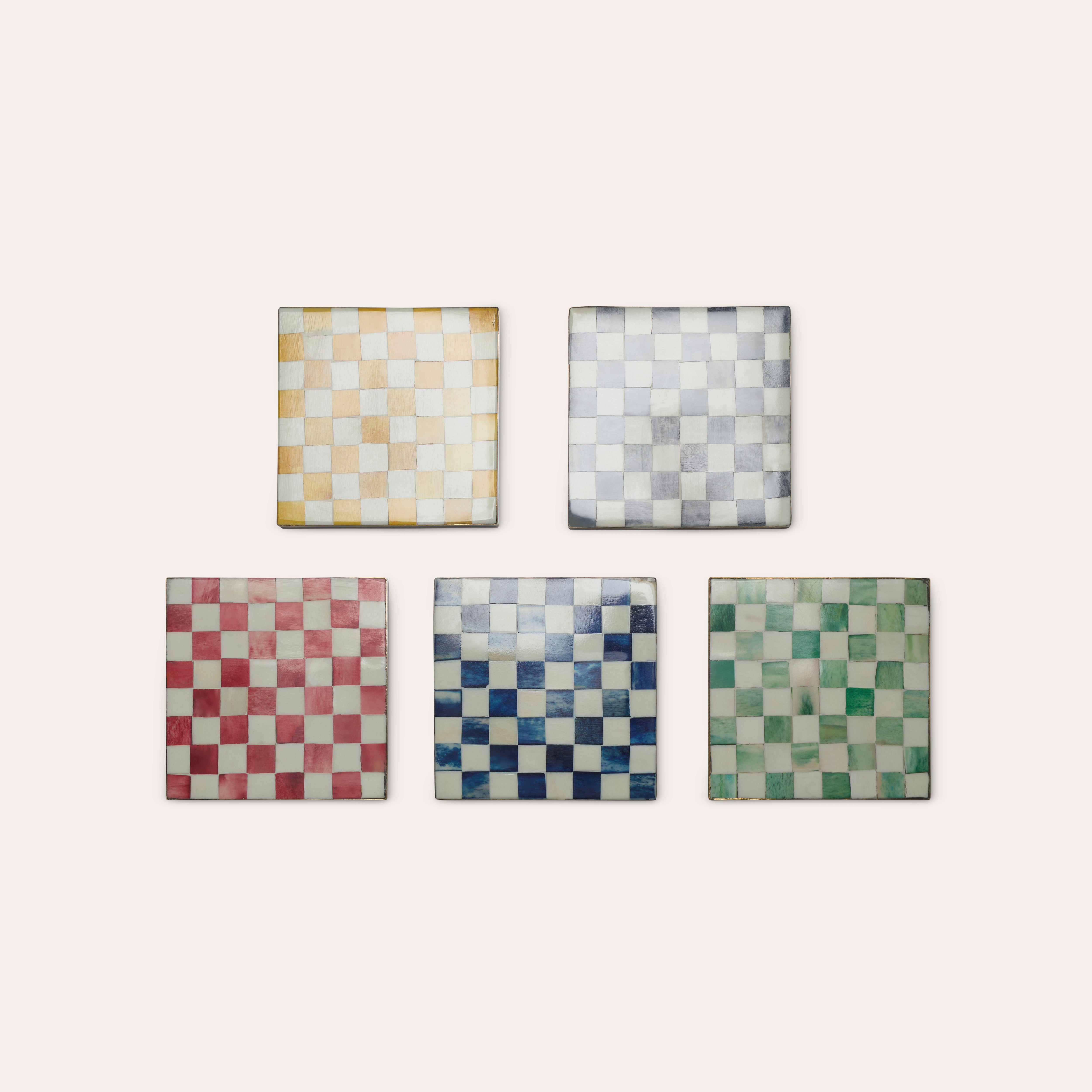 Set of Coasters | Inlay Chequered| Multi Coloured – Tooka