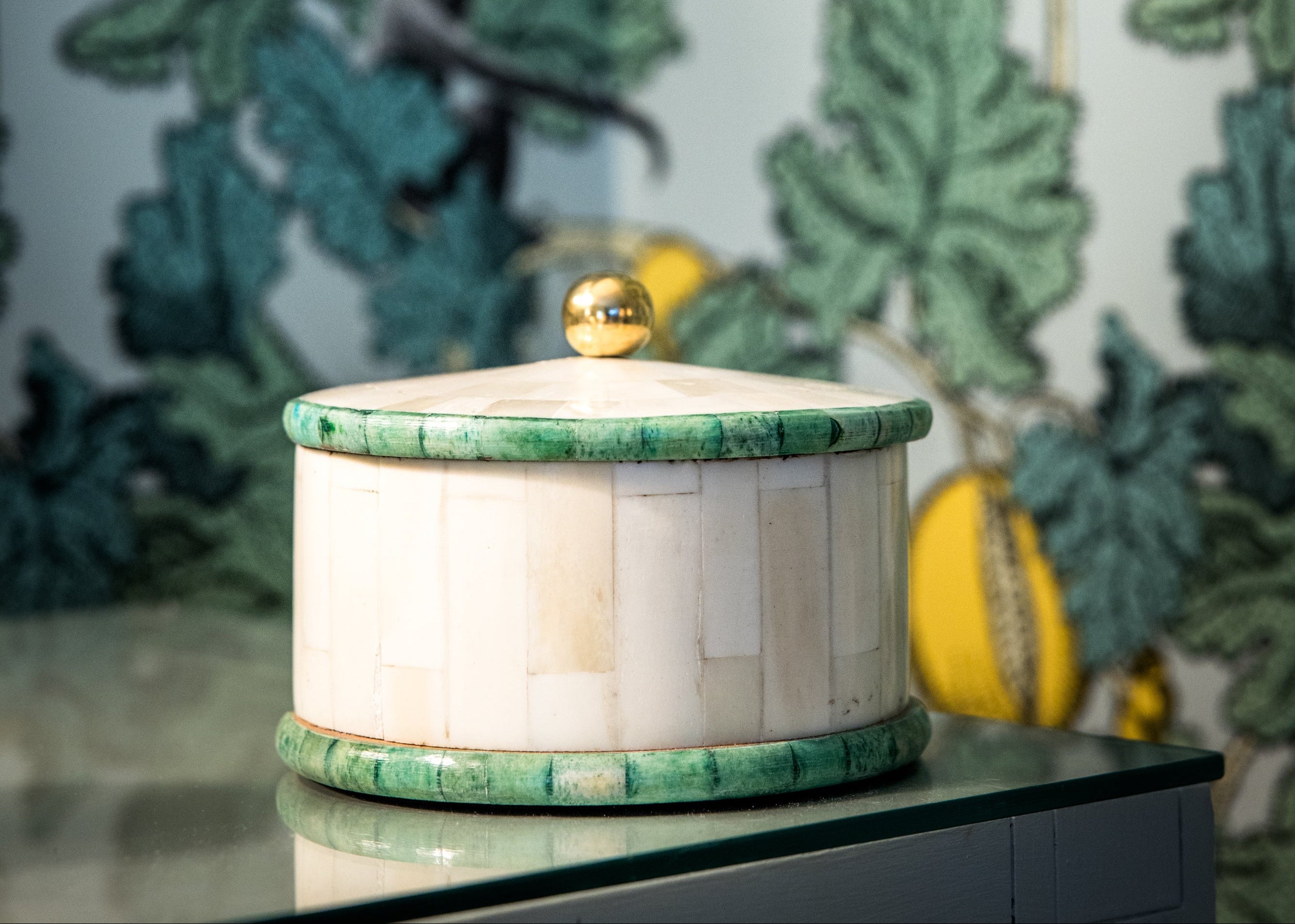 Round Bone Inlay Box | Green & White – Tooka
