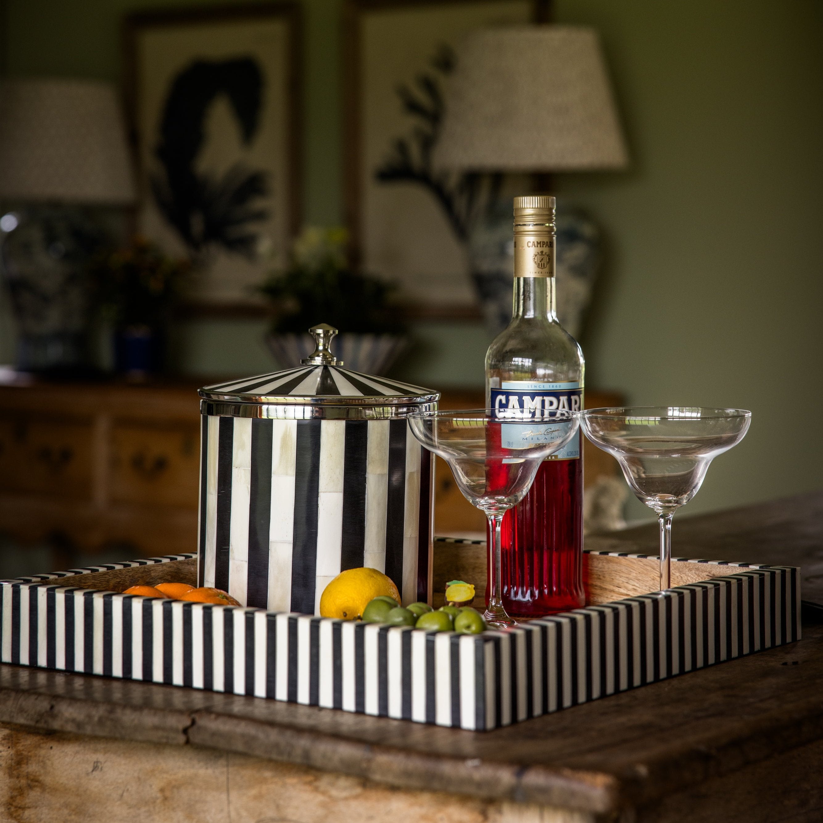 Square Inlay Tray | Large | Black | Striped – Tooka