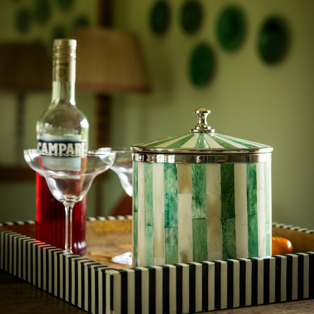Bone Inlay Ice Bucket | Green & White | Striped – Tooka