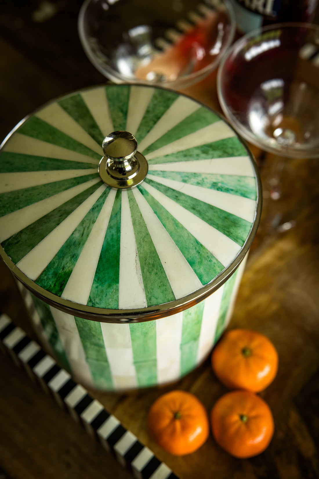 Bone Inlay Ice Bucket | Green & White | Striped – Tooka