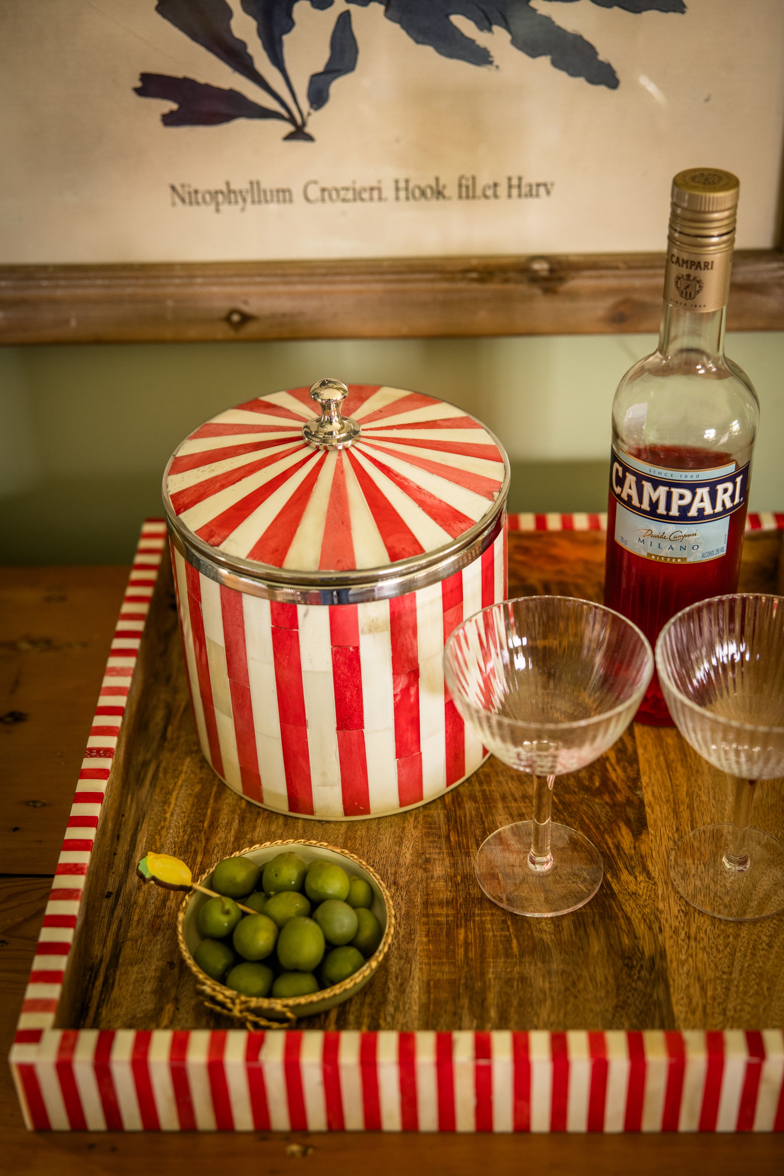 Bone Inlay Ice Bucket | Red & White | Striped – Tooka