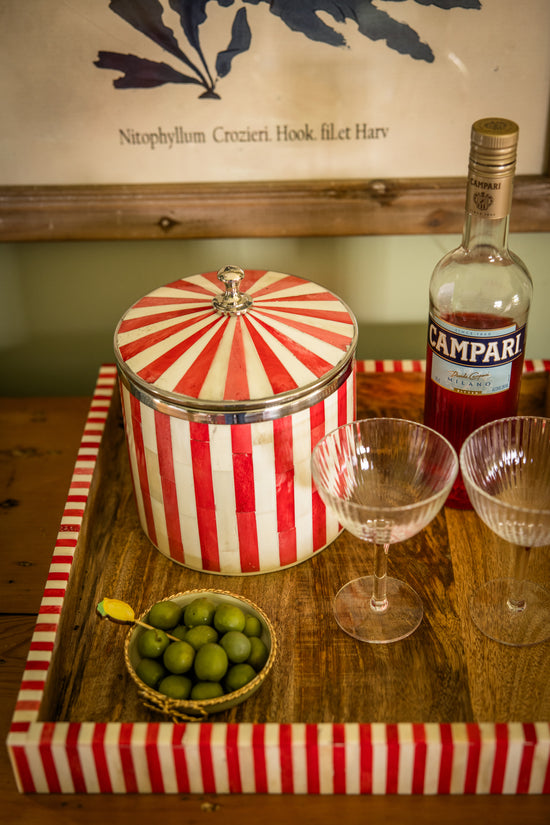 Bone Inlay Ice Bucket | Red & White | Striped – Tooka