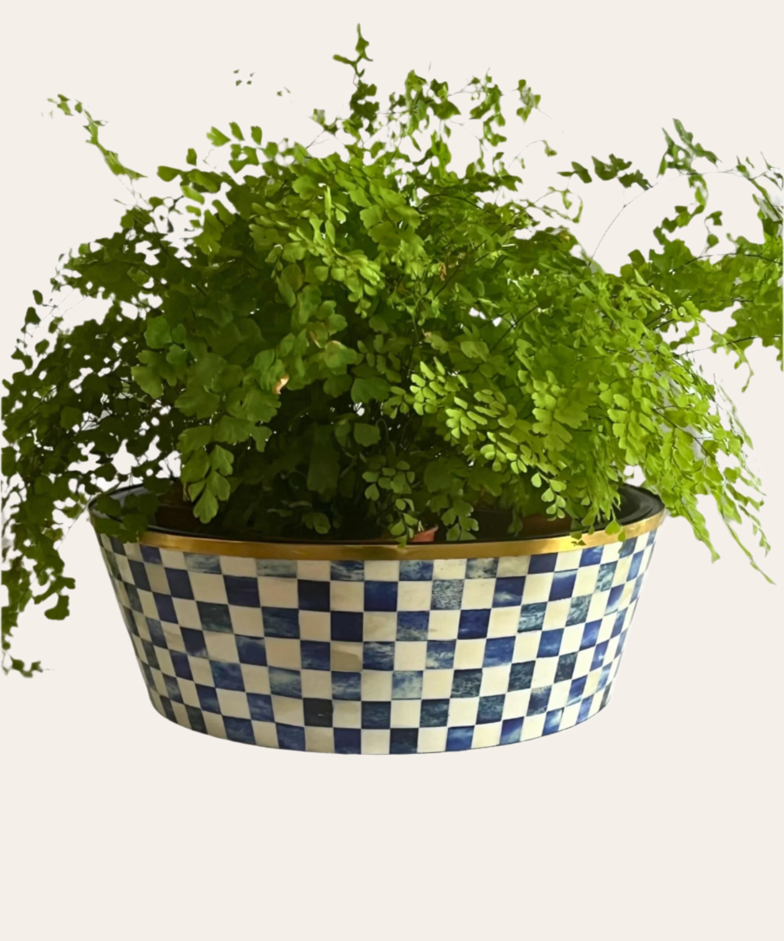 Round Inlay Planter | Large | Blue | Chequered – Tooka