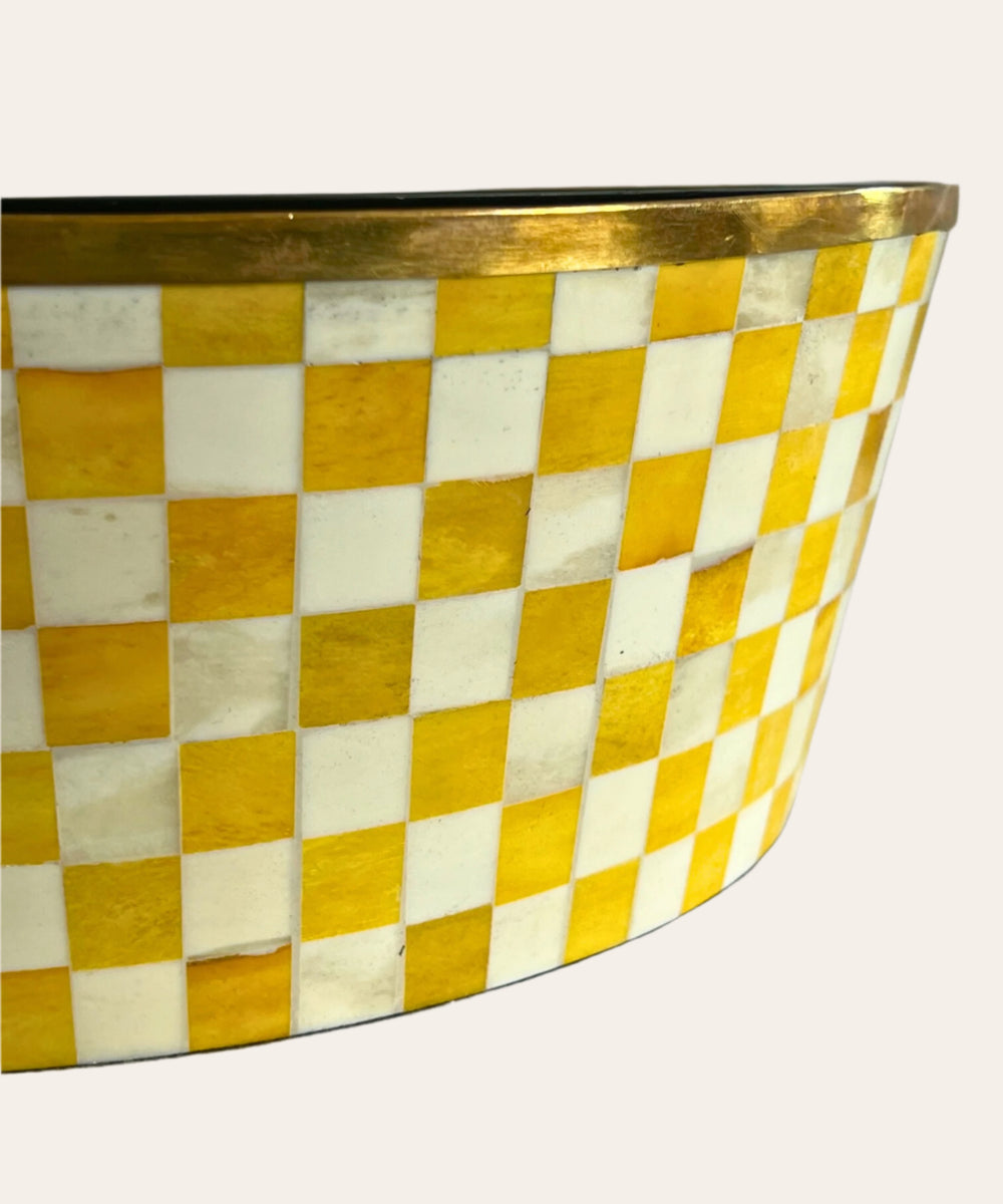 Round Inlay Planter | Large |Yellow | Chequered – Tooka