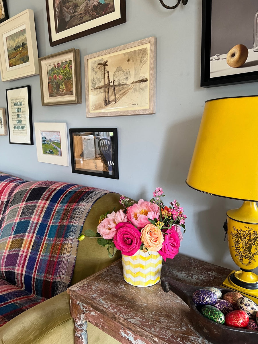 Round Inlay Planter | Medium | Yellow | Chevron – Tooka